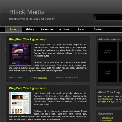 Deep Black Template Web templates in .html .css .js format free and ...