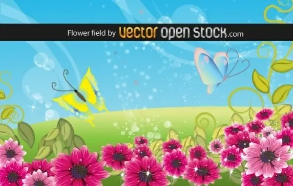 Flower field Vectors graphic art designs in editable .ai .eps .svg .cdr ...
