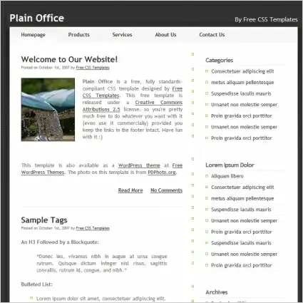 Plain and simple Web templates in .html .css .js format free and easy ...