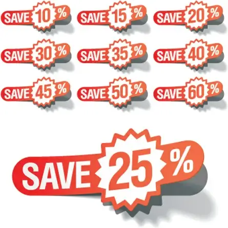 Red tags stickers discount vector set Vectors graphic art designs in ...