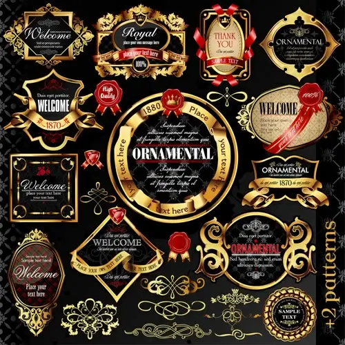 Set of luxury golden label design vector Vectors graphic art designs in ...