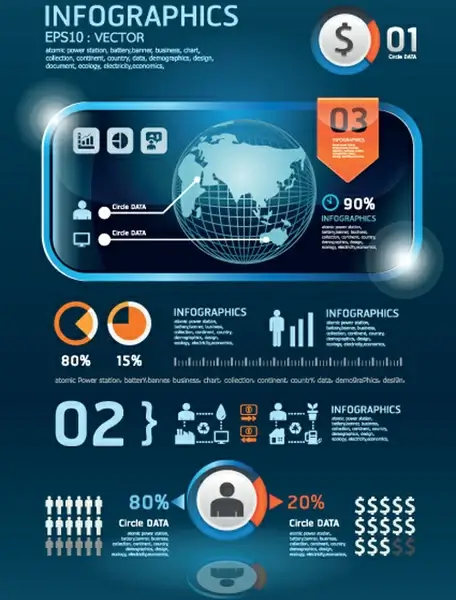 Set of year infographic and diagram vector Vectors graphic art designs ...