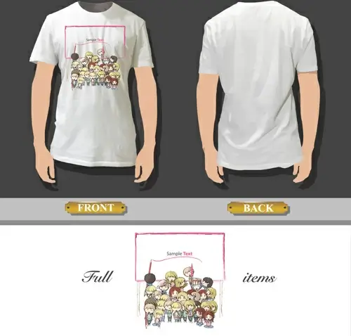 T shirt front and back creative design vector set Vectors graphic art ...