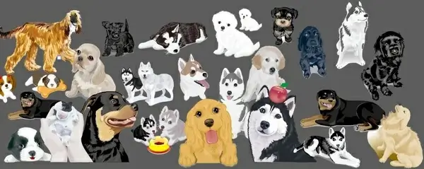 Various cute dog element vector Vectors graphic art designs in editable ...