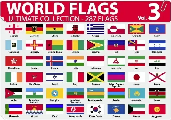 Various of world flags vector set Vectors graphic art designs in ...