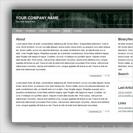 Binary News Template Free website templates in css, html, js format for ...