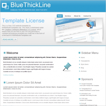 Blue Thick Line Template Free website templates in css, html, js format ...