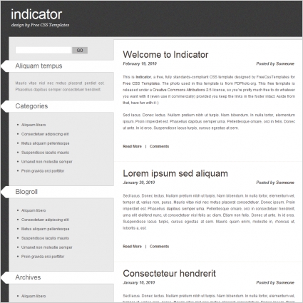 Indicator Free website templates in css, html, js format for free ...