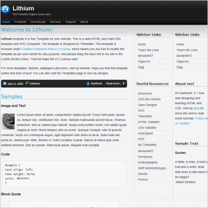 Lithium Template Free website templates in css, html, js format for ...