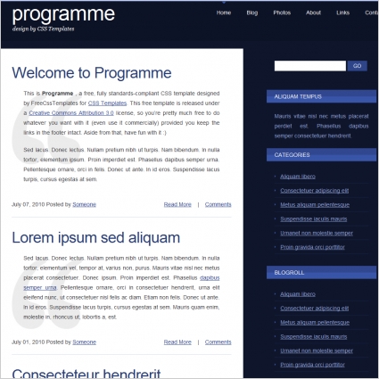 Programme Free website templates in css, html, js format for free ...