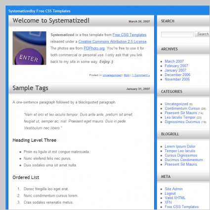 Systematized Free website templates in css, html, js format for free ...